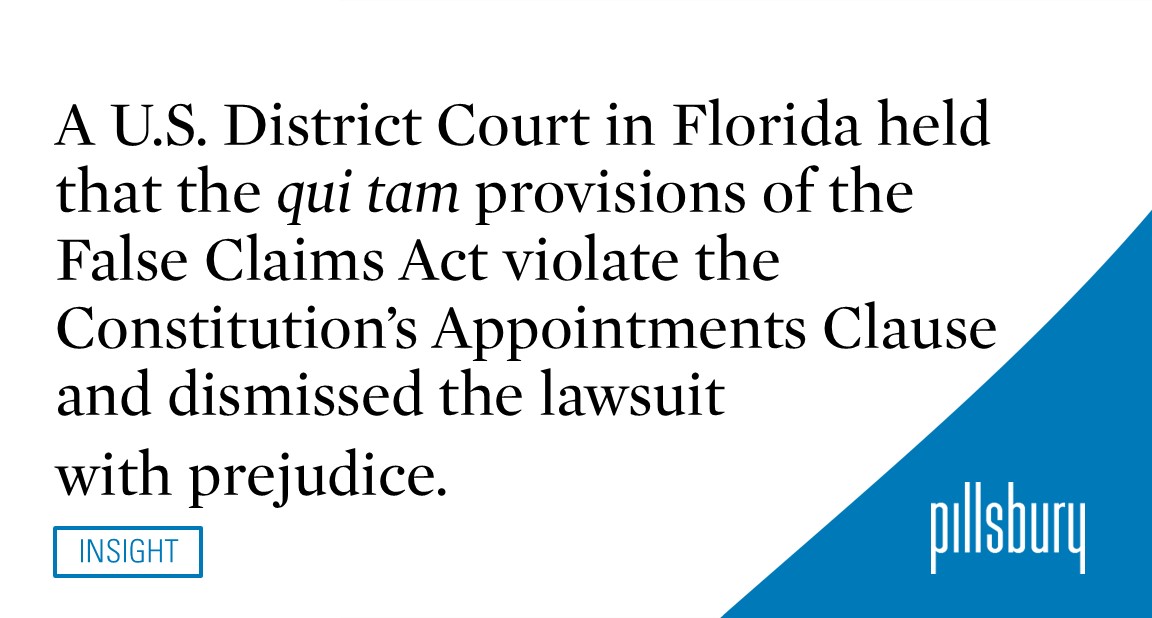 District Court Finds Qui Tam Provisions of the False Claims Act ...