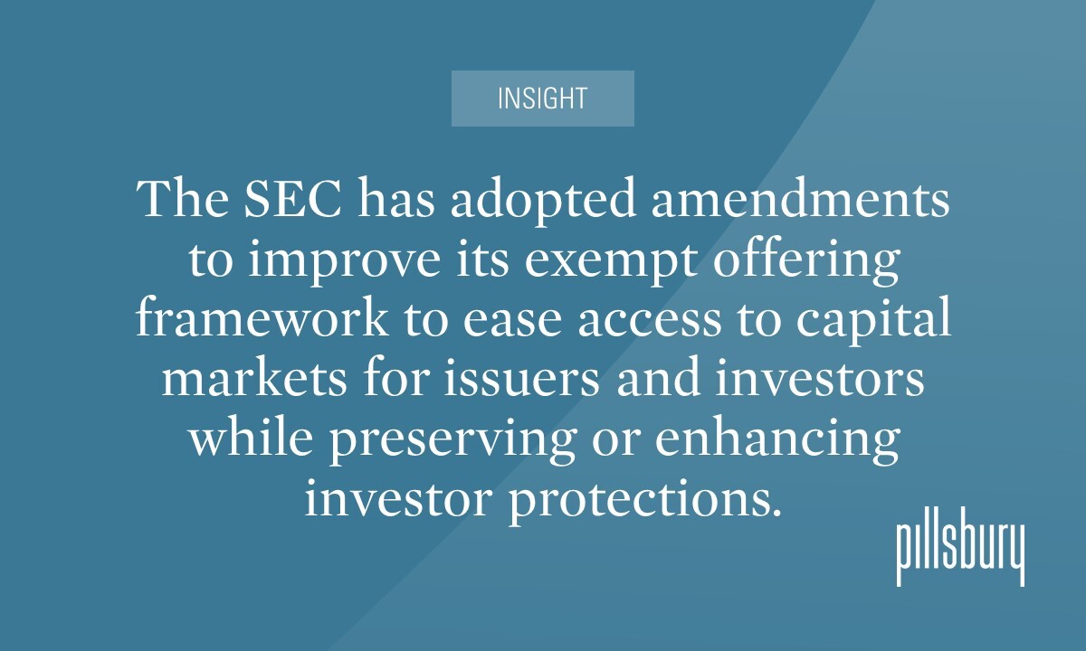 SEC Adopts Amendments to Exempt Offering Rules