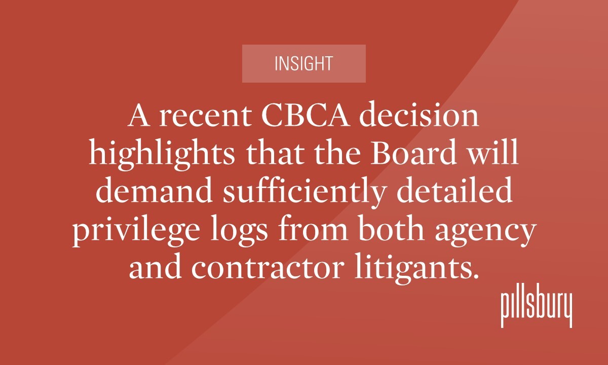 Privilege Logs in Contract Disputes Act Litigation: Equal Obligation