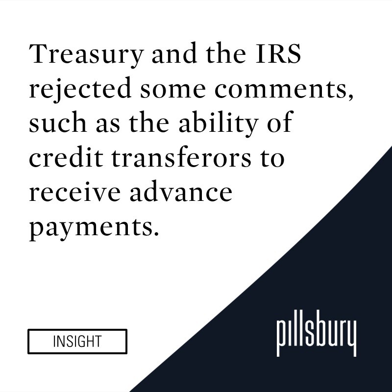 Treasury and IRS Issue Rules on the Transferability of Tax Credits